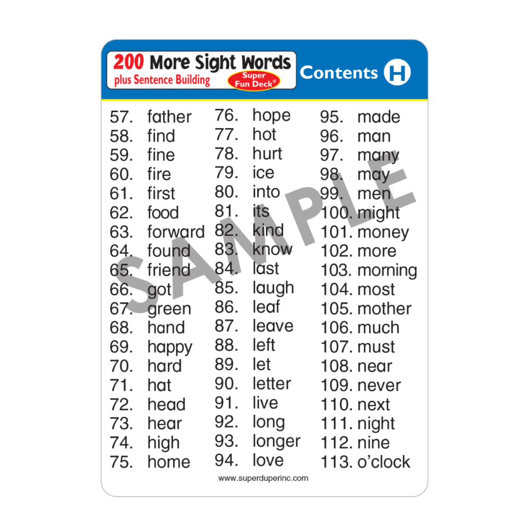 200 More Sight Words - Cue College