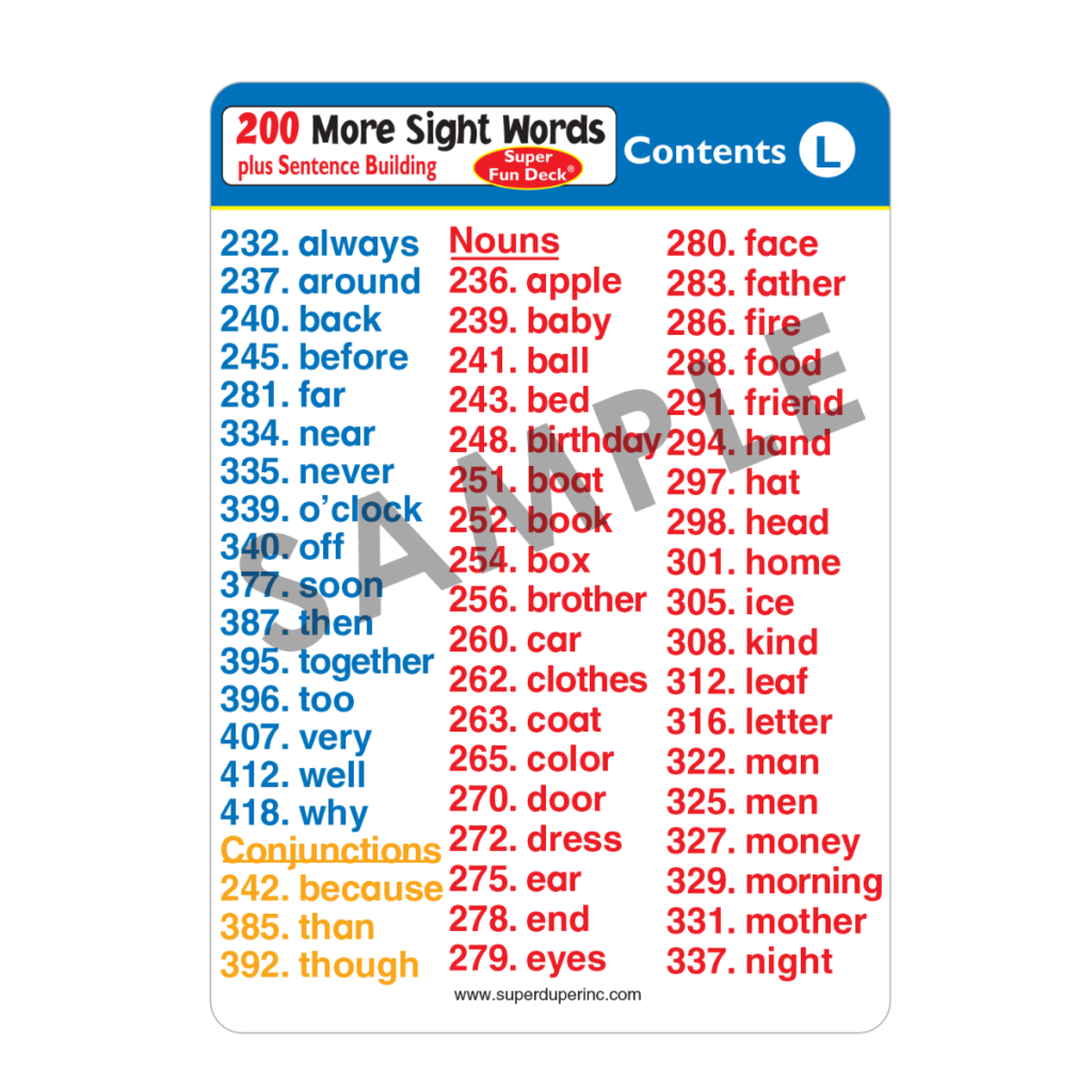 200 More Sight Words - Cue College