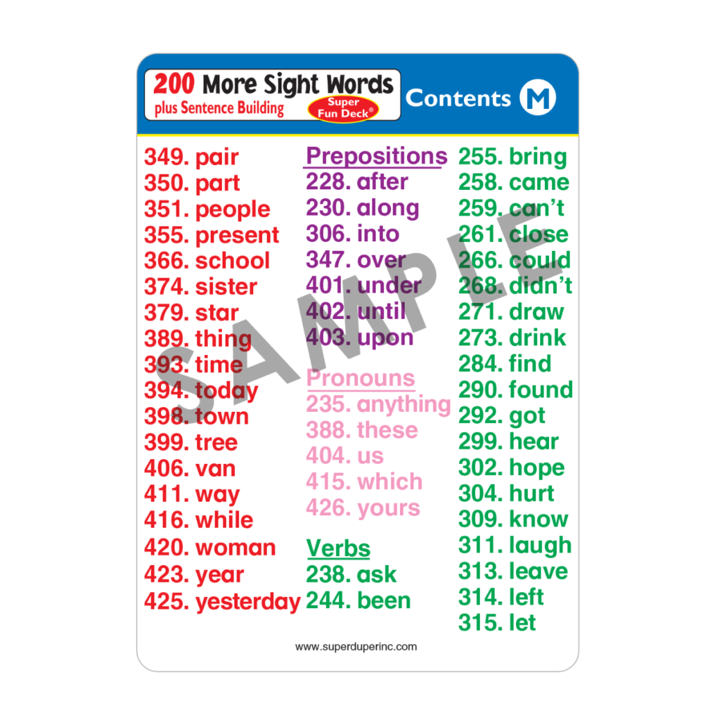 200 More Sight Words - Cue College