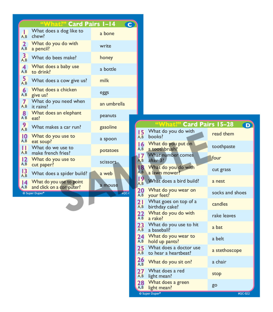 “WH” Question Card Combo – Ask And Answer® - Cue College