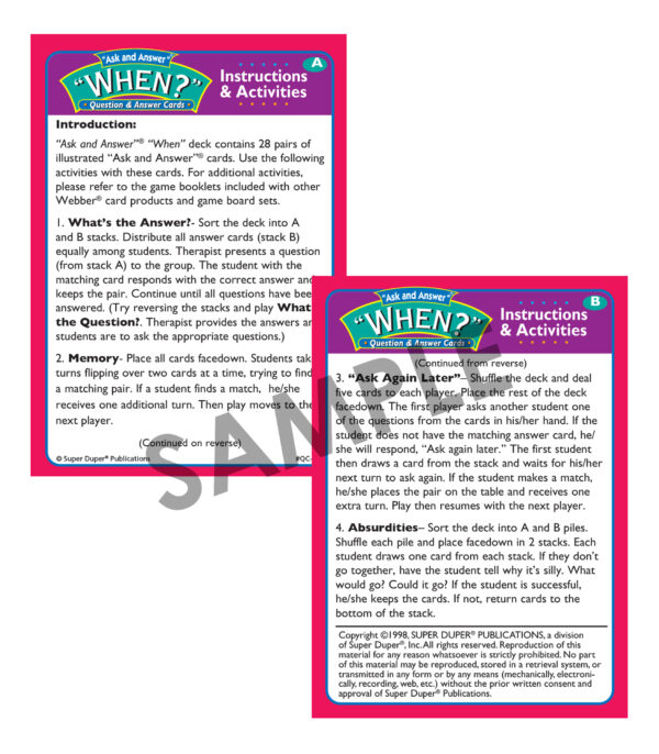 “WH” Question Card Combo – Ask And Answer® - Cue College
