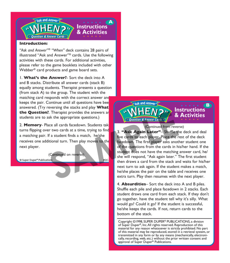 “WH” Question Card Combo – Ask And Answer® - Cue College