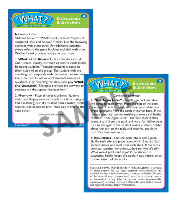 “WH” Question Card Combo – Ask And Answer® - Cue College