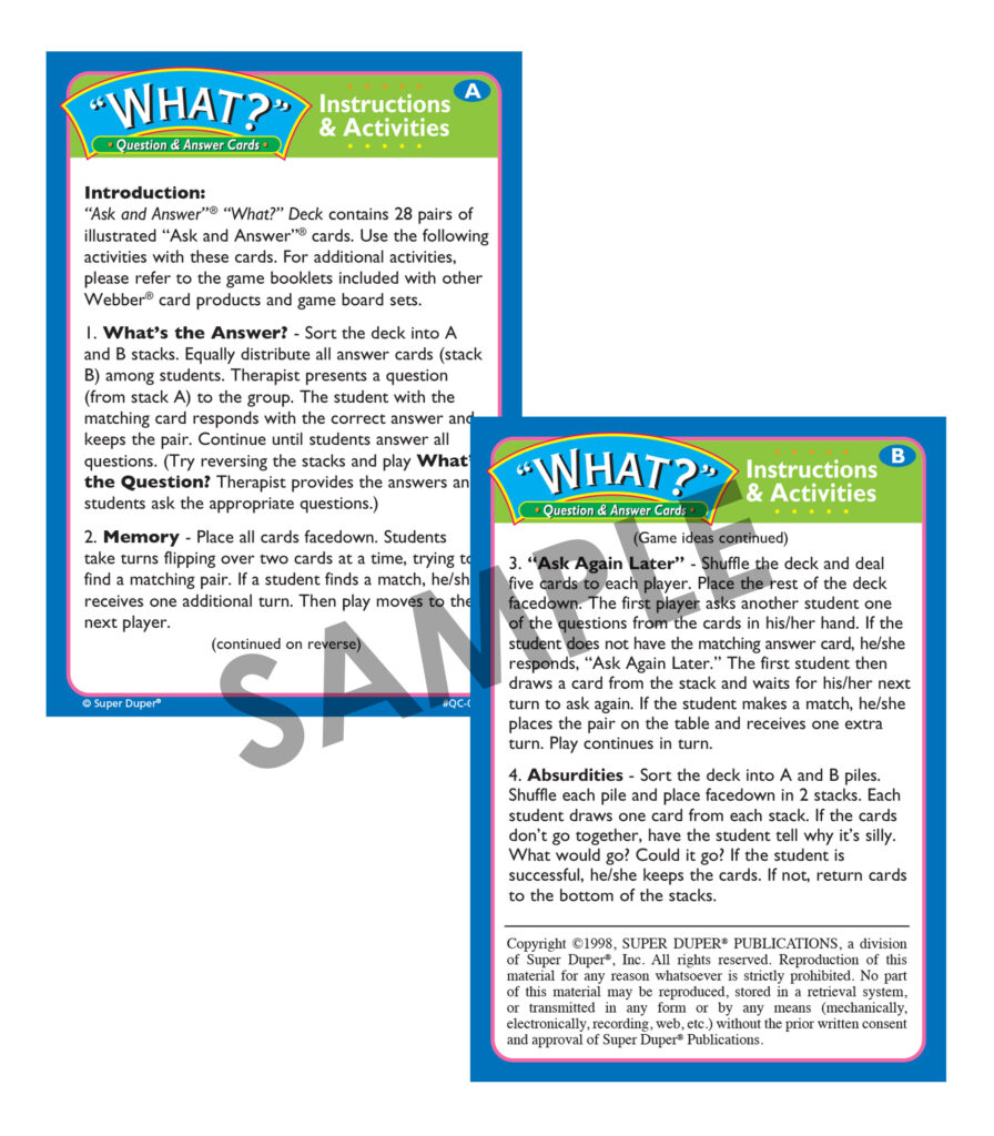 “WH” Question Card Combo – Ask And Answer® - Cue College